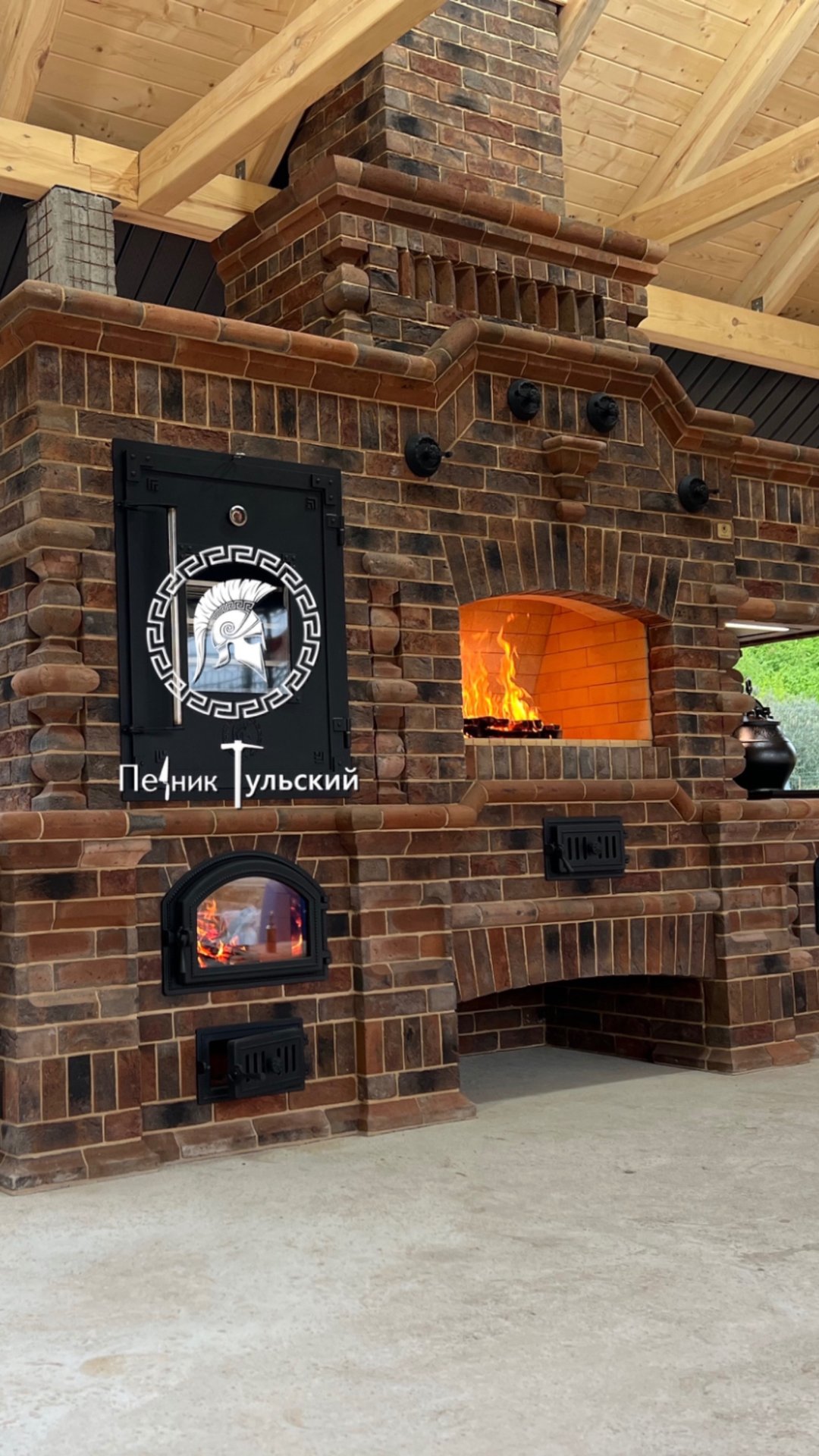 Барбекю комплекс в Нео-Тульском стиле из кирпича ручной формовки