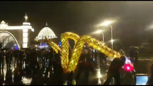 Световой золотой дракон