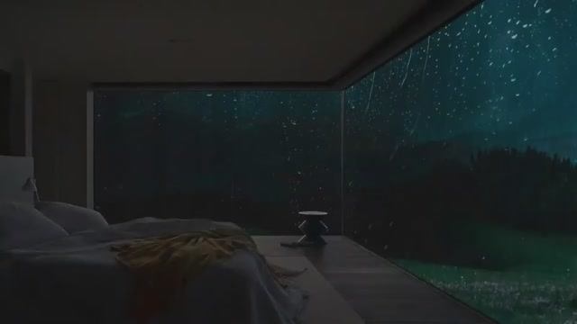Звук сильного дождя в окне со звуками грома