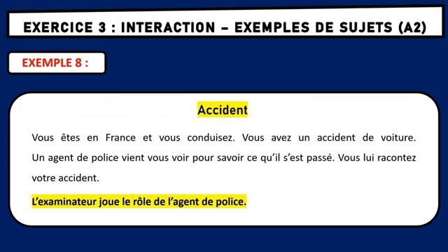 🇫🇷 DELF A2 - Expression orale - Exercice 3 INTERACTION  - 15 exemples de sujets (360p)