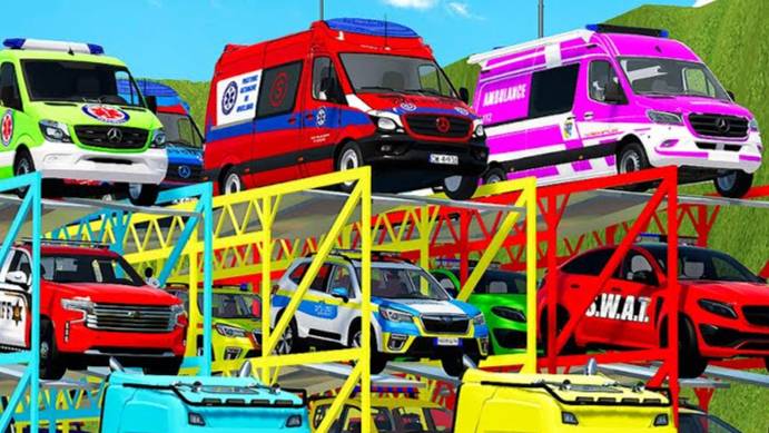 Машинки летают и прыгают! Развивающие мультики Машины помощники. Мультфильмы про машинки