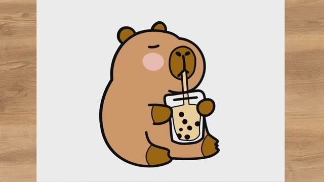 Как нарисовать капибару пьющую сок