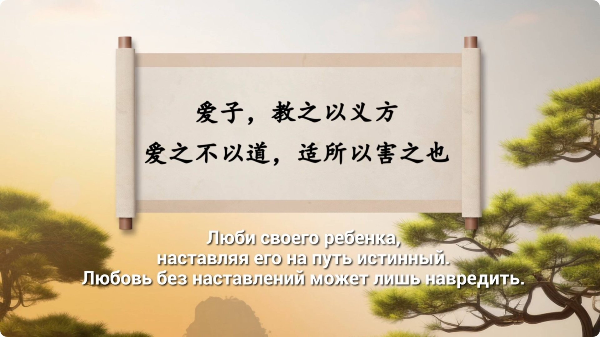 «Люби своего ребенка, наставляя его на путь истинный», «Любовь без наставлений может лишь навредить»