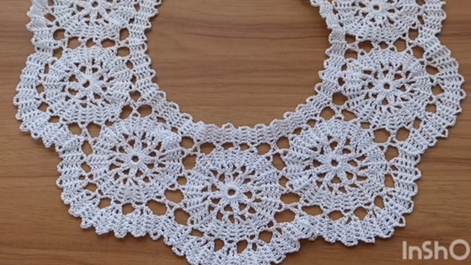 Воротничок крючком с элементами брюгского вязания.ч.2.