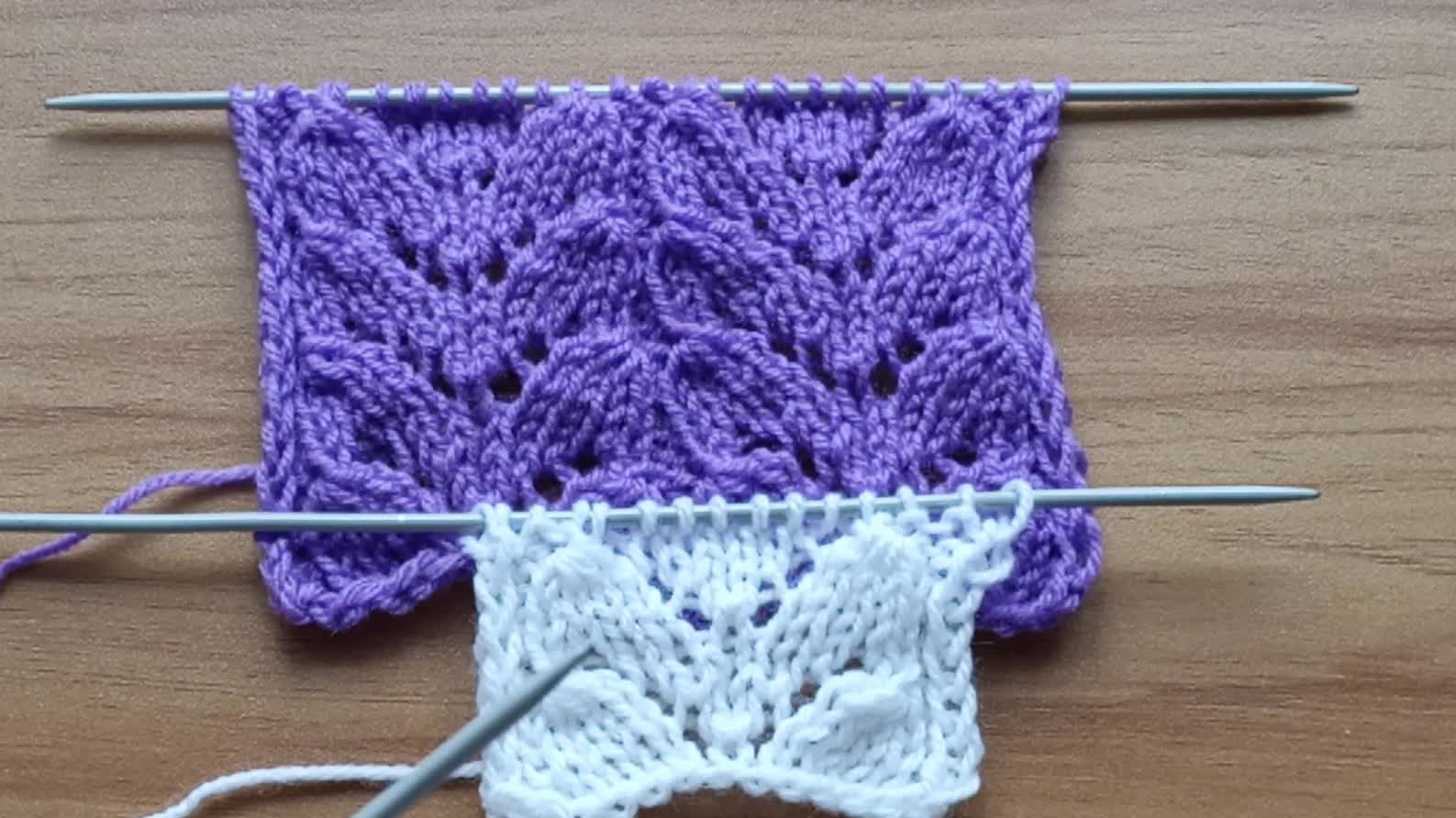 Aжурный узор спицами.