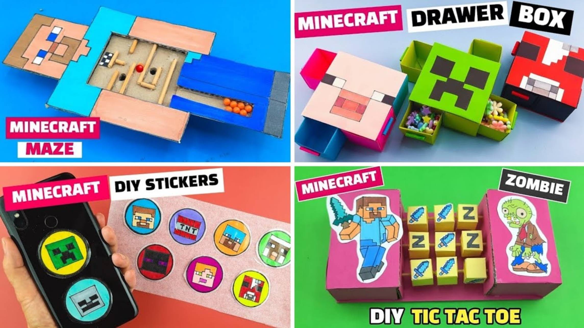4 крутые идей оригами MINECRAFT | Поделки из бумаги, которые можно сделать дома
