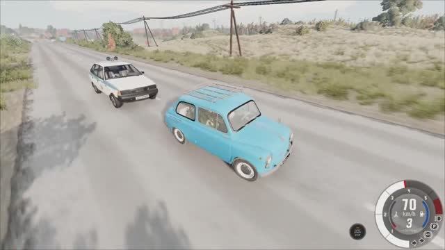 BeamNG.drive| Дюжина патрулей ГИБДД за одним запорожцем | #qwertysev