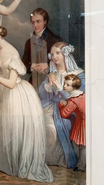 Ангел хранитель. Хромолитография. Акварель. Франция. Середина XIX века.