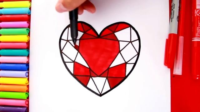 Как нарисовать алмазное красное сердце