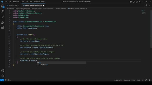 Динамическая система паркура Unity 3d Часть 9 (Поворот камеры в нужном направлении) в Unity