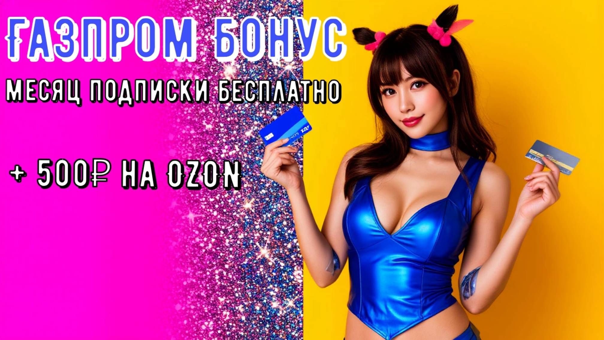 Промокод Газпром Бонус: 500₽ на OZON + месяц подписки бесплатно