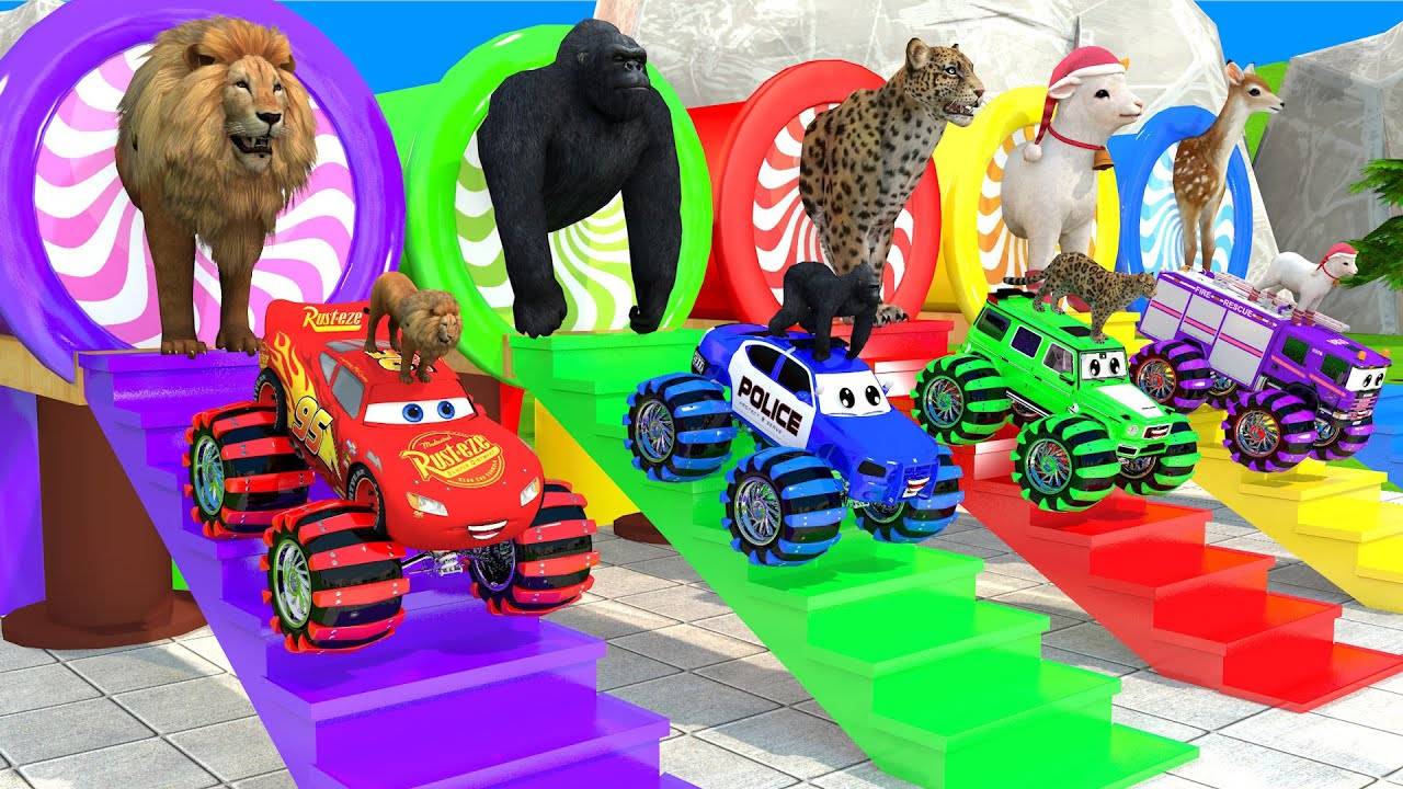 Машинки летают и прыгают! Развивающие мультики Машины помощники. Мультфильмы про машинки