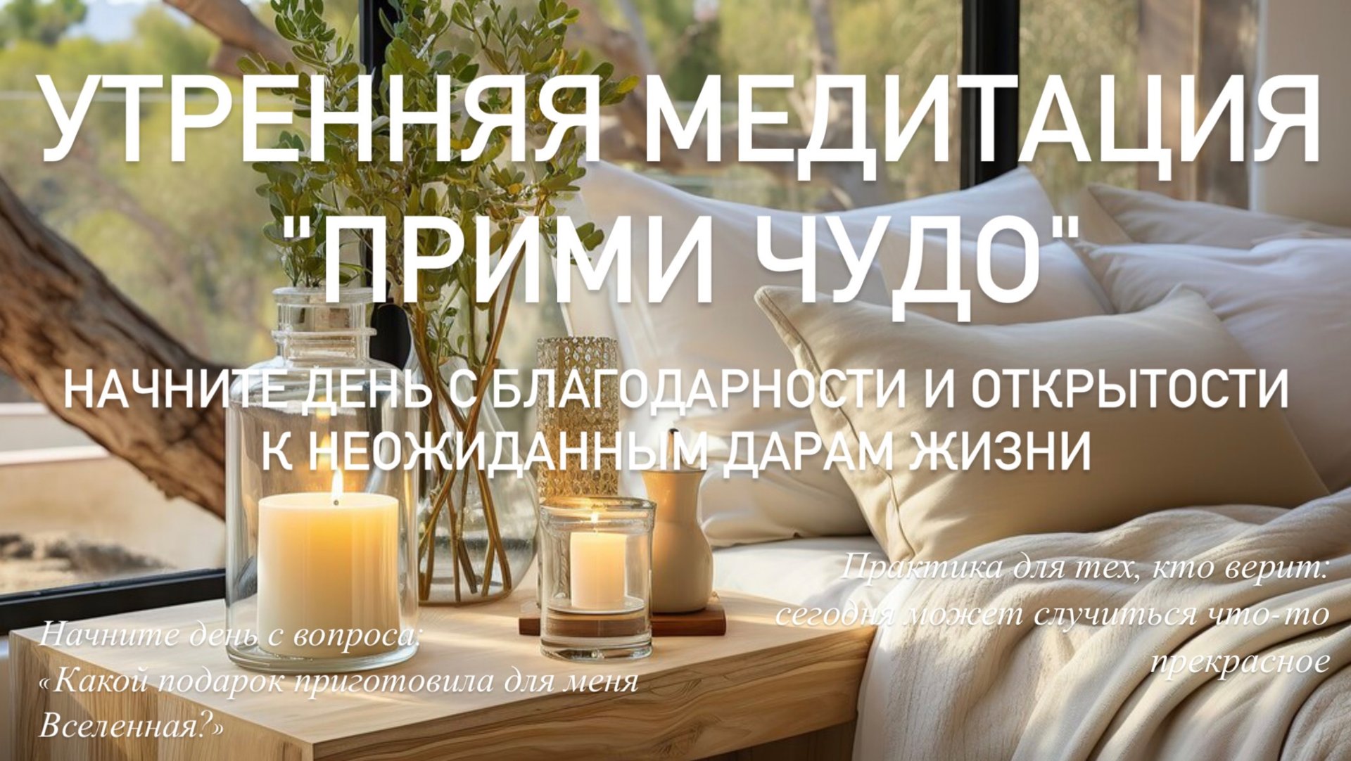 Утренняя медитация 🌅 "Прими Чудо": Настрой на волшебство и радость нового дня (9 минут)