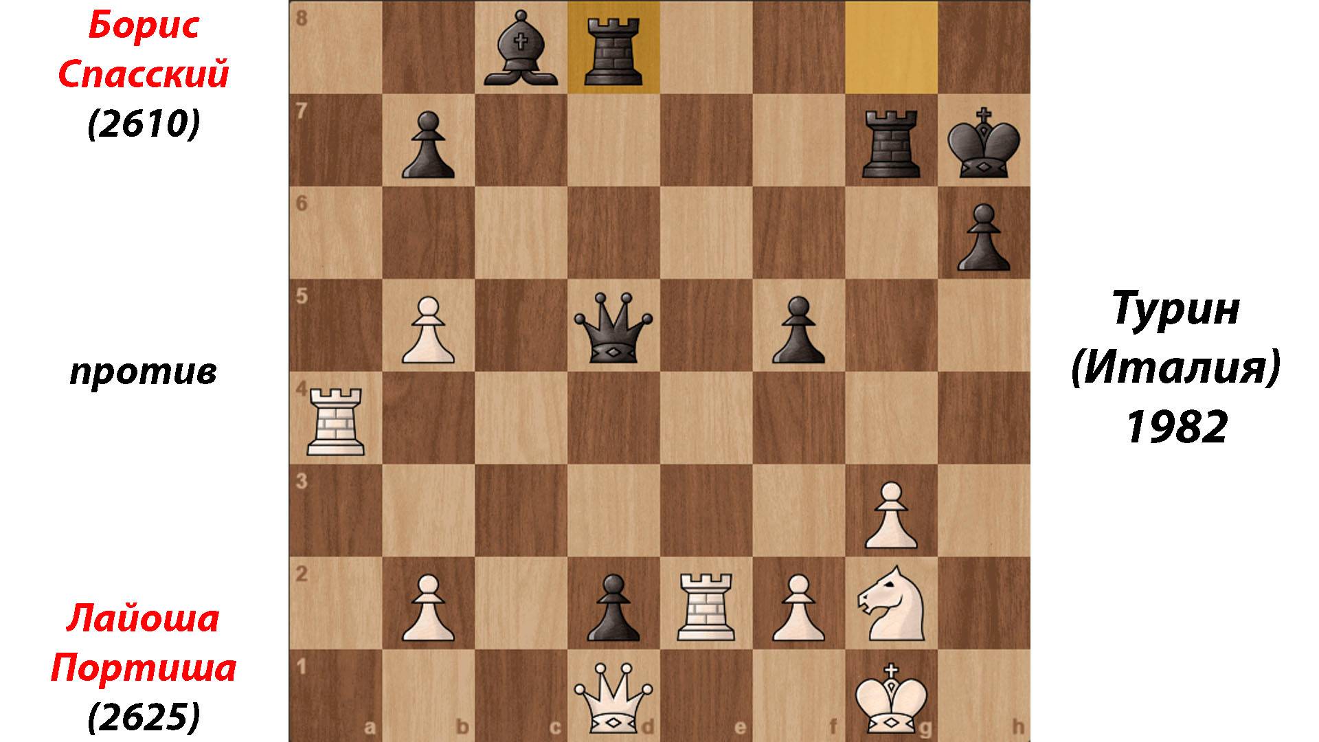 Борис Спасский против Лайоша Портиша, Турин (Италия), 1982.