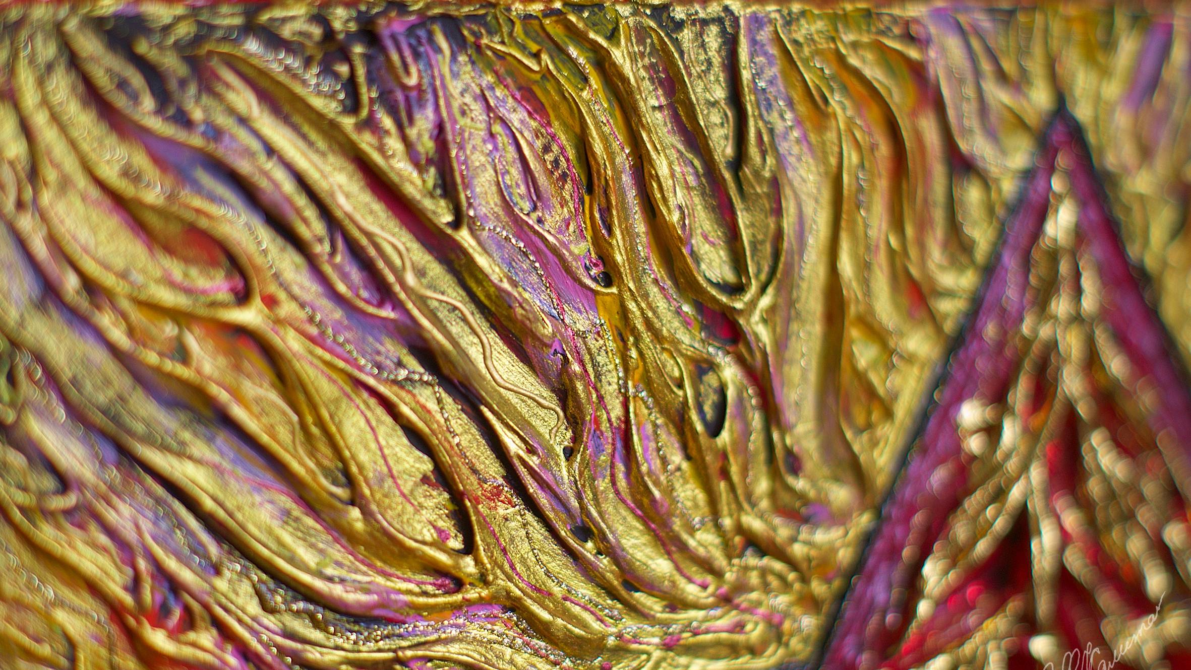 Картина "Меркаба. Связь с Источником." Красная интерьерная картина с золотом.