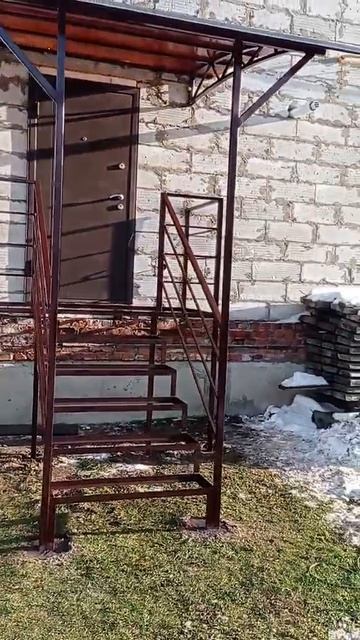 Навес для входа I Навес с лестницей I Навес из поликарбоната I Сварить навес домой