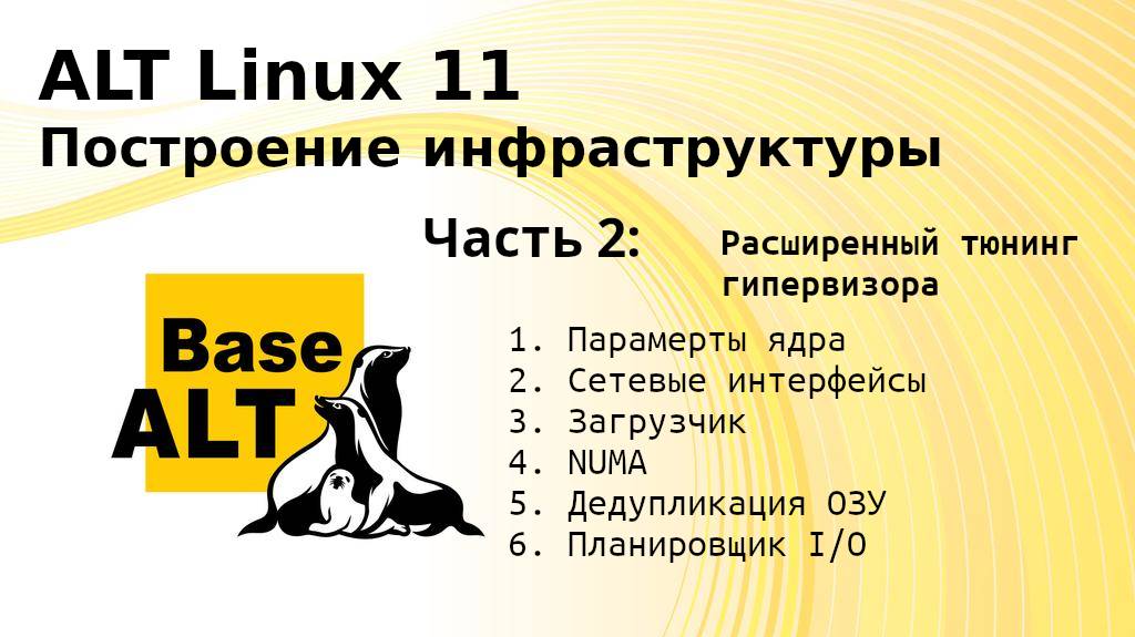 Часть 2. Построение инфраструктуры на ALT Linux 11. Расширенный тюнинг гипервизора.