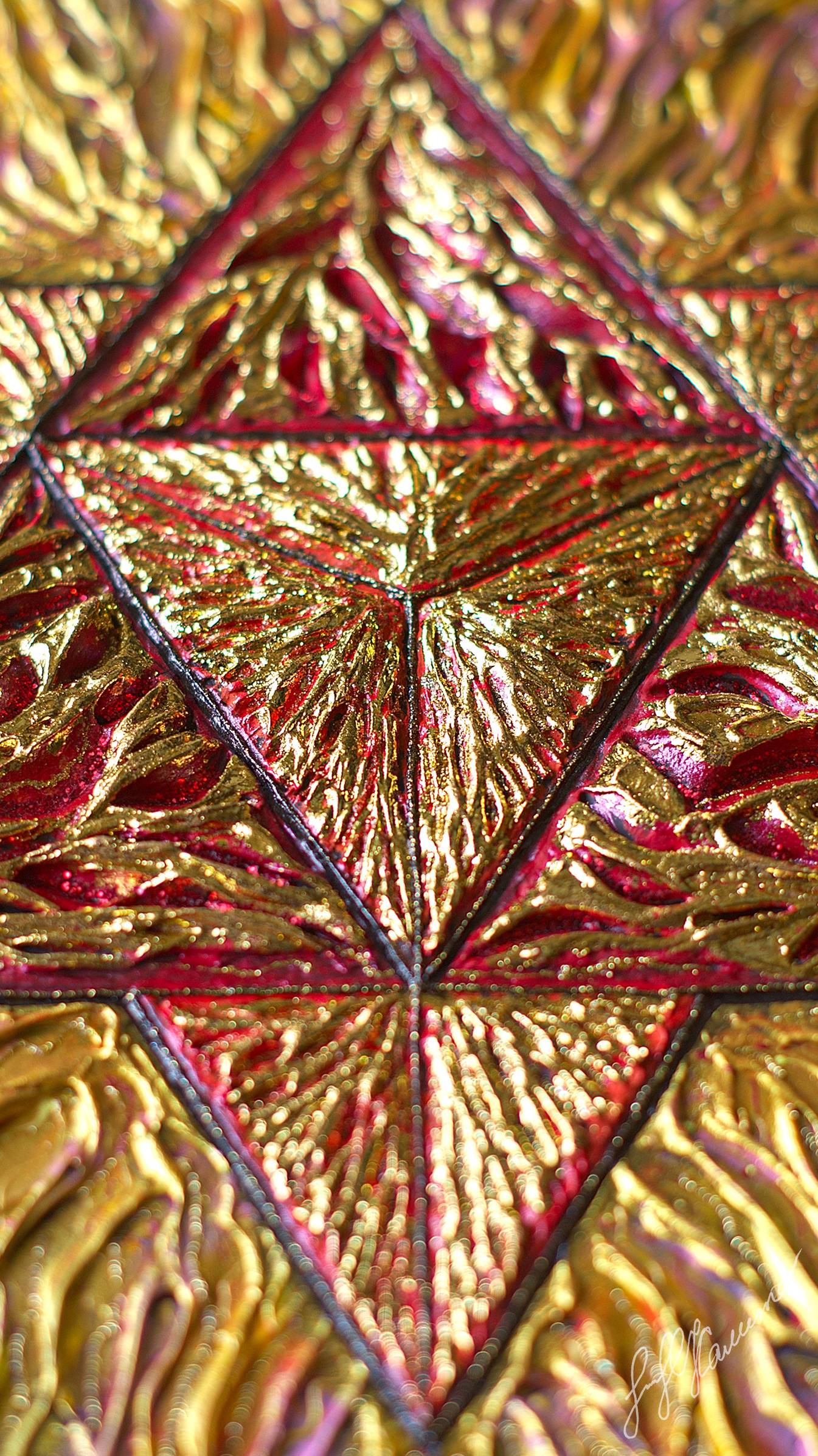 "Меркаба. Связь с Источником" создание картины. Интерьерная картина в красных тонах.