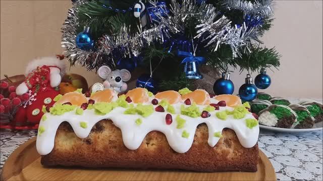 Рождественский КЕКС с МАНДАРИНАМИ Рецепт Белковой глазури и Бисквитного МХА для ДЕКОРА