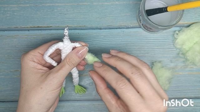 Кикимора, ватная игрушка, часть 4. Собираем каркас куколки