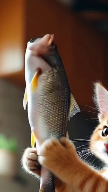 Котик ловит рыбку 🐟🐱