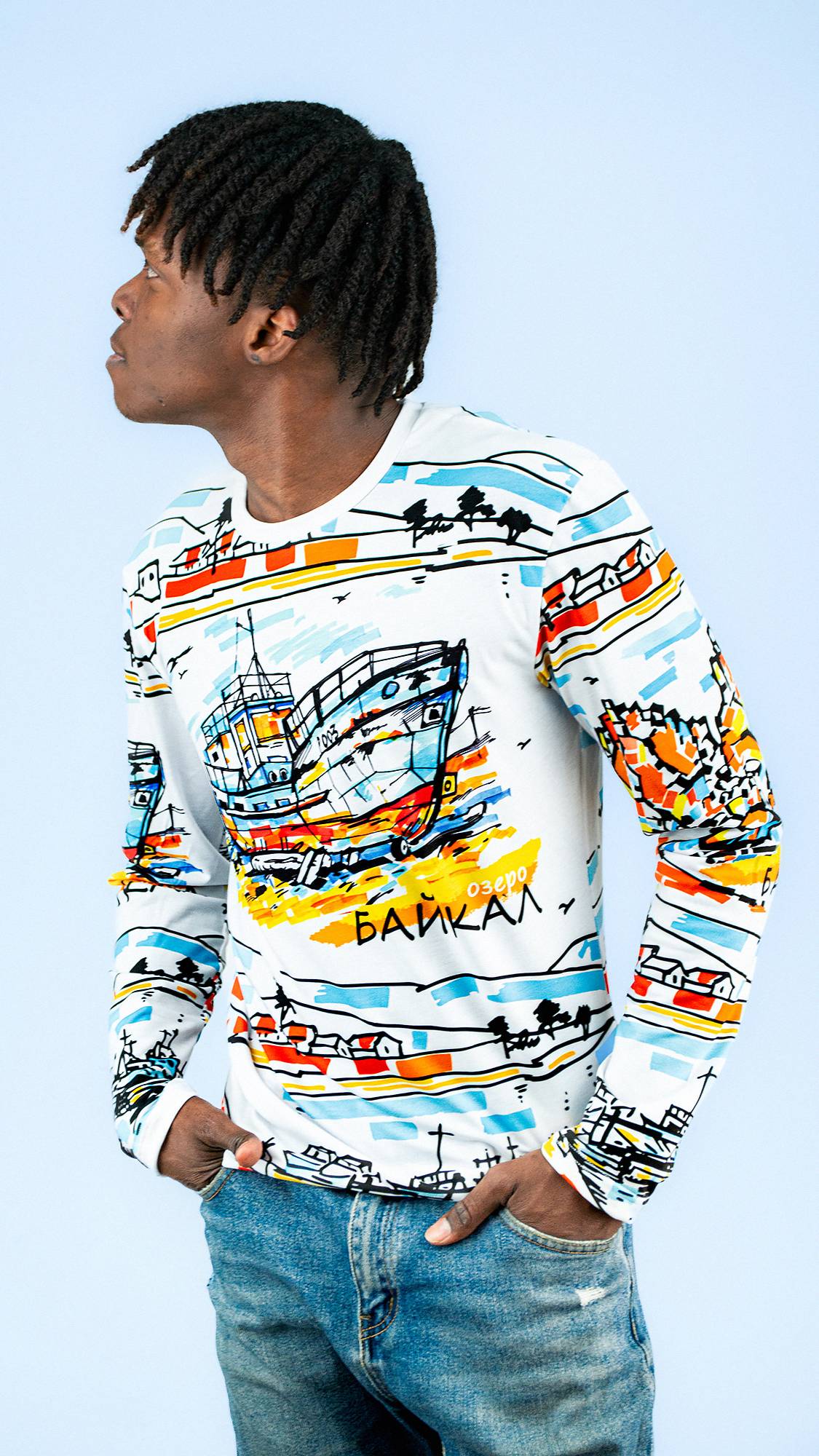 Лонгслив КОРАБЛЬ БАЙКАЛ (белый)