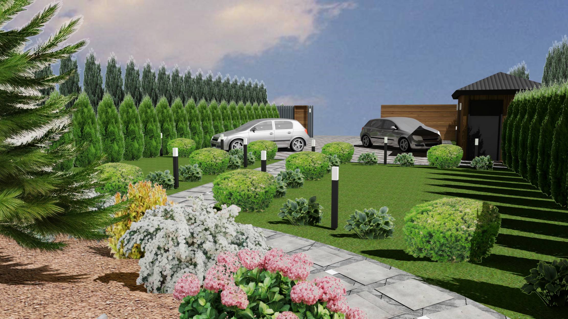 Ландшафтный Дизайн-проект. Облет участка камерой в Archicad без рендеринга.