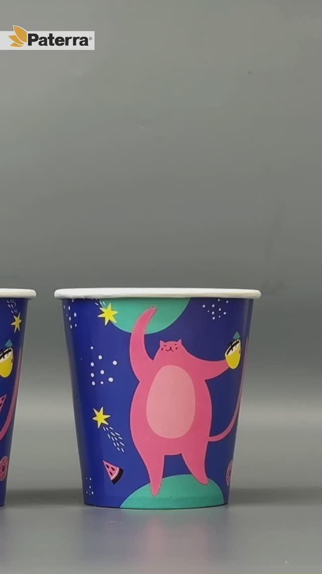 Бумажные стаканы "Толстый Кот", 250мл Paterra - это идеальное решение для любого праздничного стола!