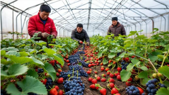 Как выращивают виноград и клубнику в теплице зимой в -30С китайцы на границе с Манчжурией_ Шаблин