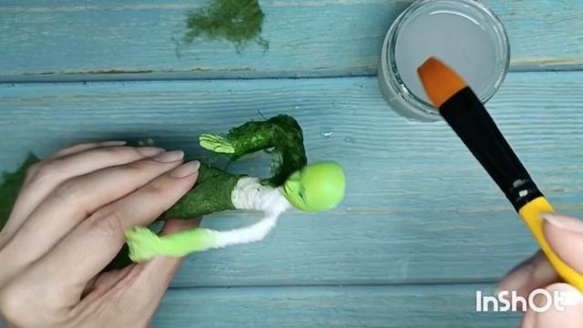 Кикимора, ватная игрушка. Часть 5. Создаём платье