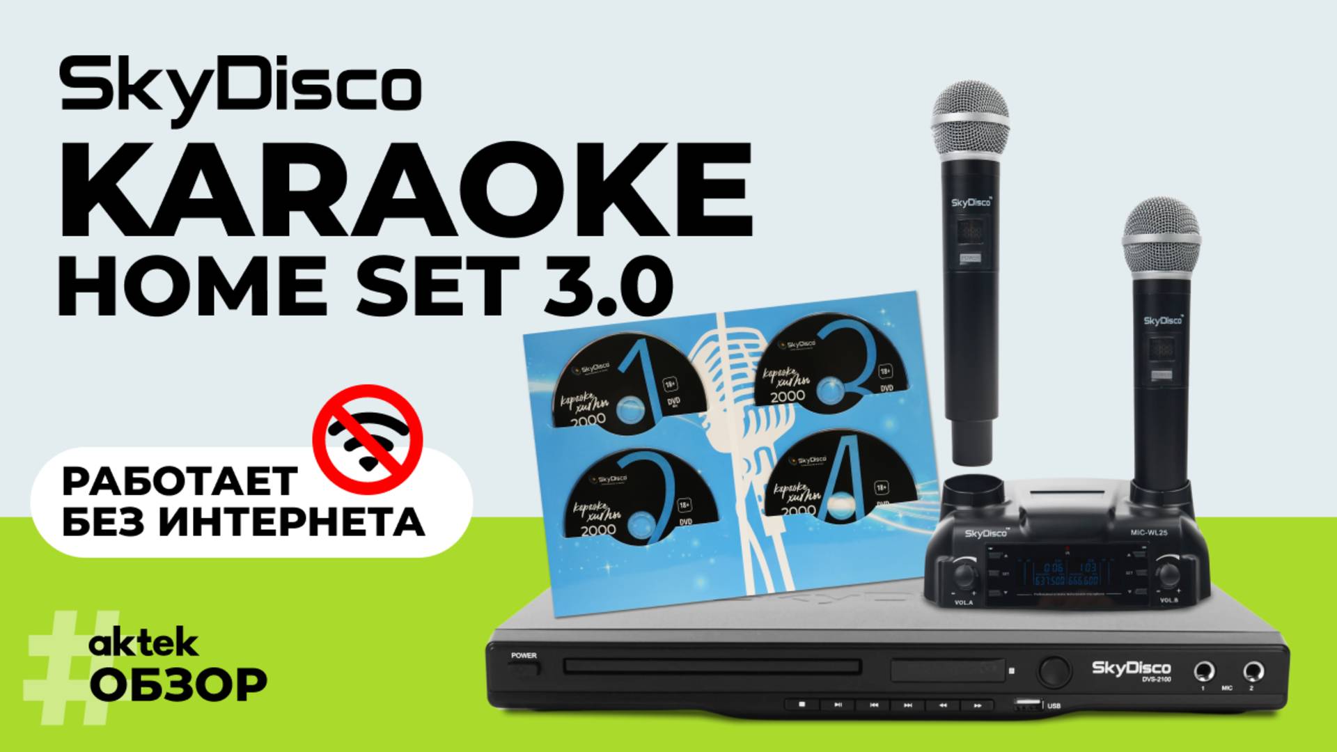 КОМПЛЕКТ КАРАОКЕ ДЛЯ ДОМА SKYDISCO KARAOKE HOME SET 3: С БАЛЛАМИ, МИКРОФОНЫ, ДИСК 2000 ПЕСЕН