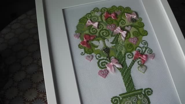 Оформление дерева счастья в раму с паспарту!