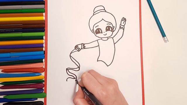 Как нарисовать милую девочку-акробатку-гимнастку