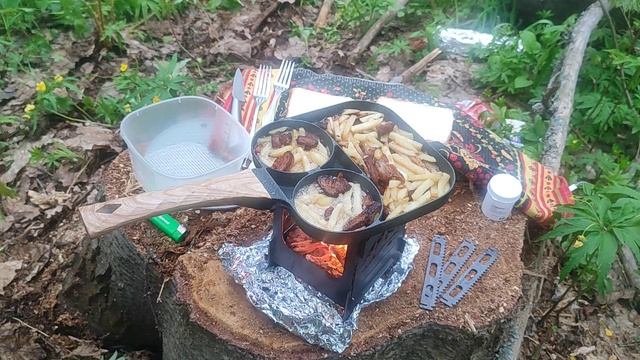 Купили щепочницу на Ozon за 600 рублей! Тестируем и готовим в лесу ужин.