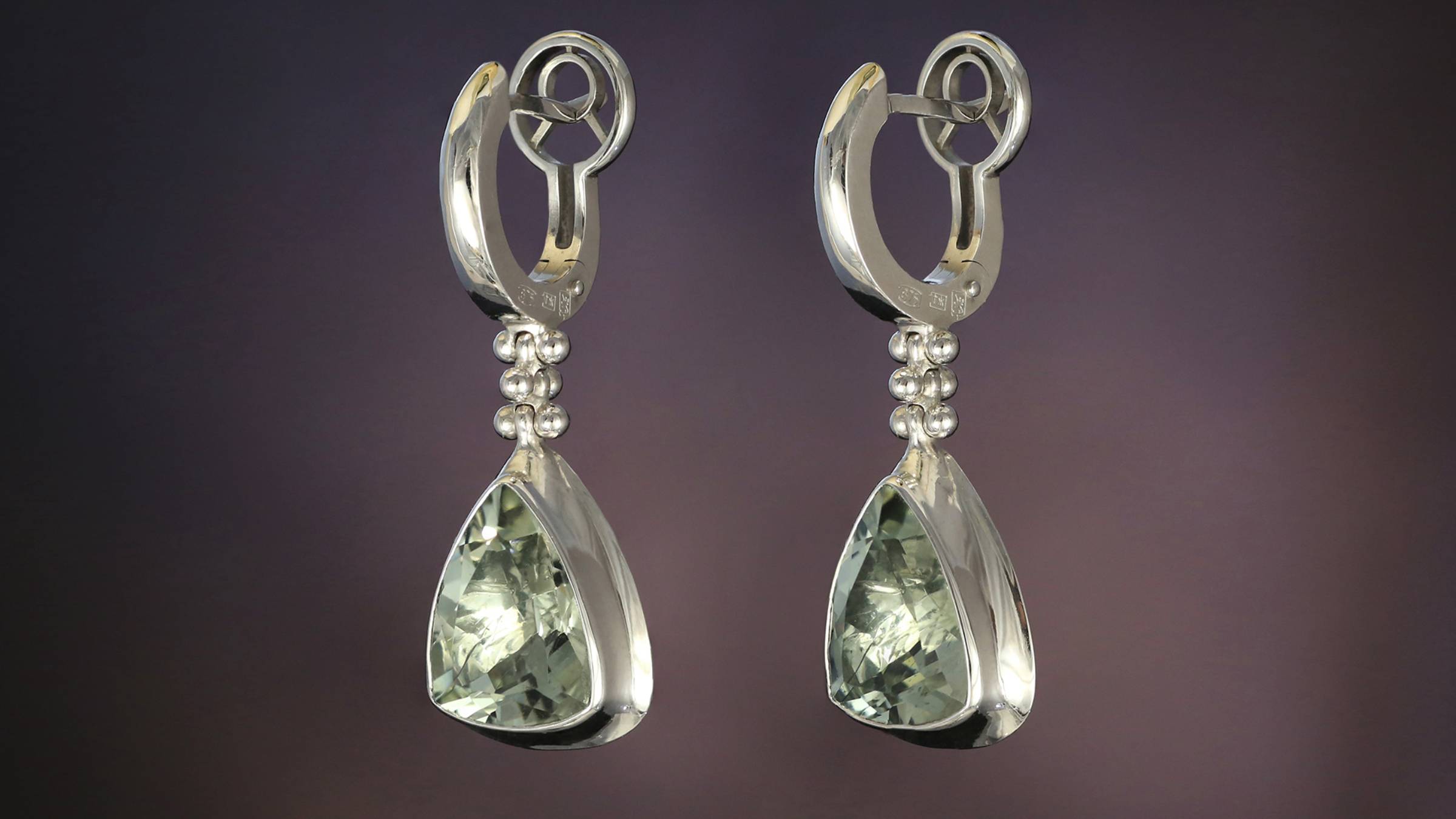 Серьги с празиолитом