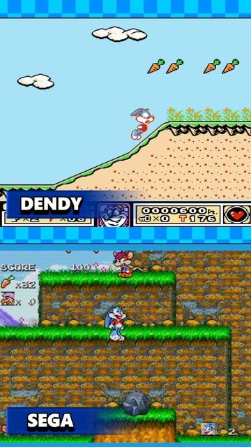Tiny Toon Adventures DENDY vs SEGA #tinytoon #retroлеха #shorts