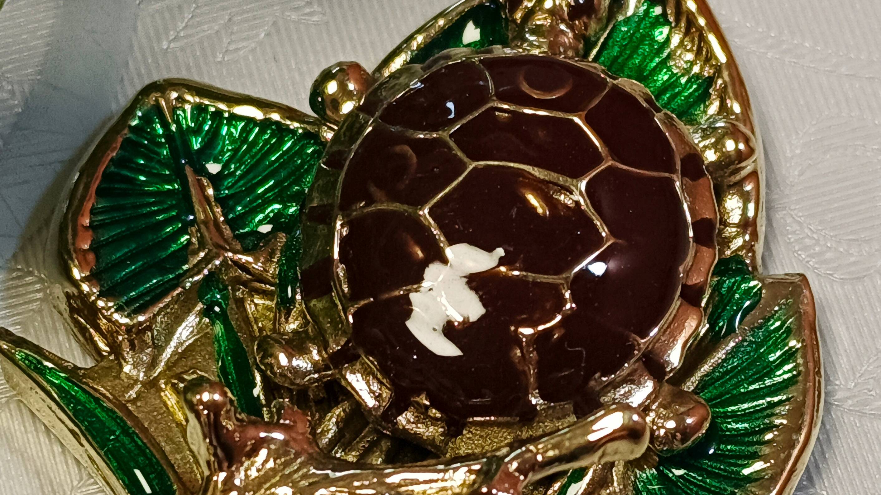 Чайная ложка Черепаха со вставкой из латуни с эмалью