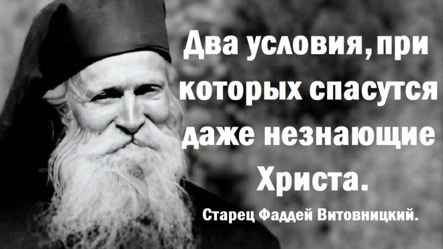 Два условия, при которых спасутся даже незнающие Христа. Старец Фаддей Витовницкий.