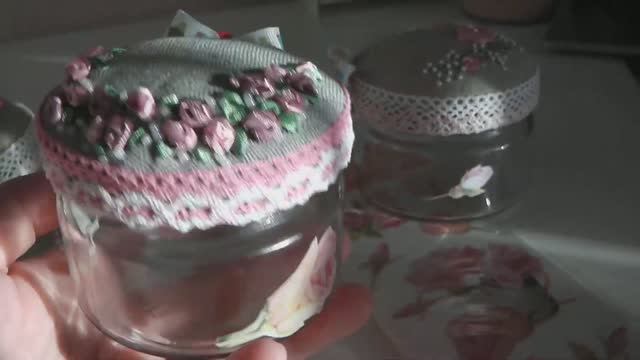 Мои рукодельные баночки на 8 марта!Вышивка!