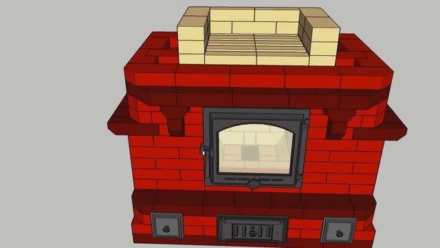 Печь  отопительная 5 на 3,5 кирпича с хлебной камерой. Проект с порядовкой.