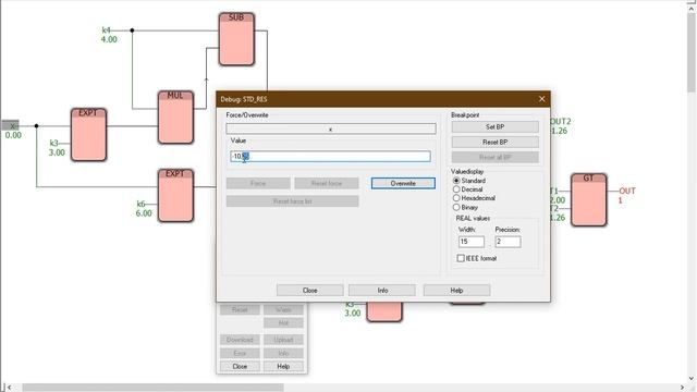 Пример реализации неравенства № 40 в среде программирования PC WorX