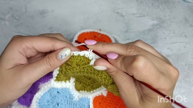 Соединение мотив для подушки или пледа "Мармелад" 🧶МК🧶 Вяжем вместе легко и просто🧶🧶🧶