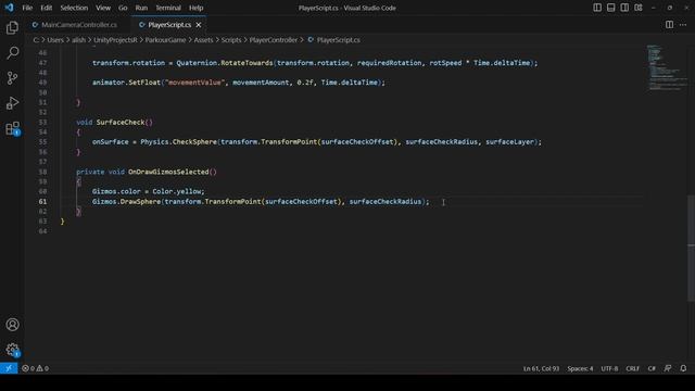 Динамическая система паркура Unity 3d Часть 14 (Проверка земли под персонажем) в Unity