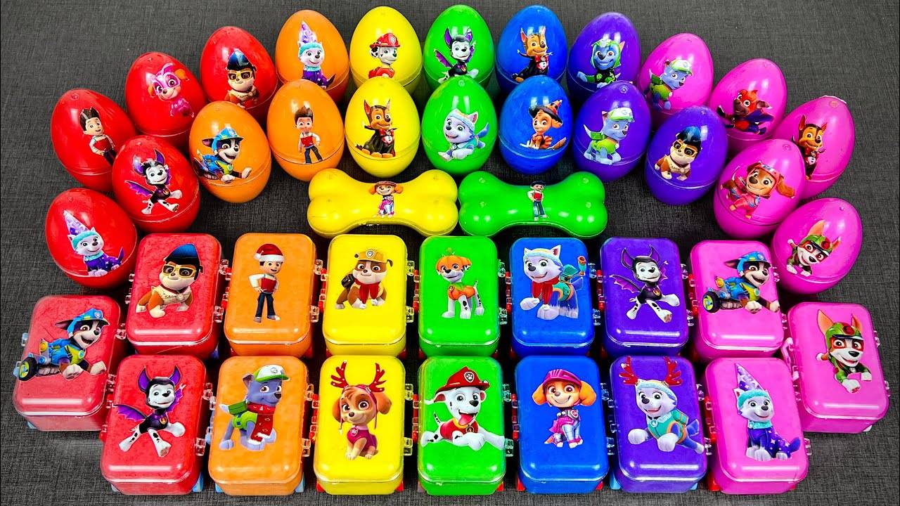 Игрушки и Сюрпризы Щенячьего Патруля в пластилине для малышей: Райдер, Чейз, Маршалл и друзья!