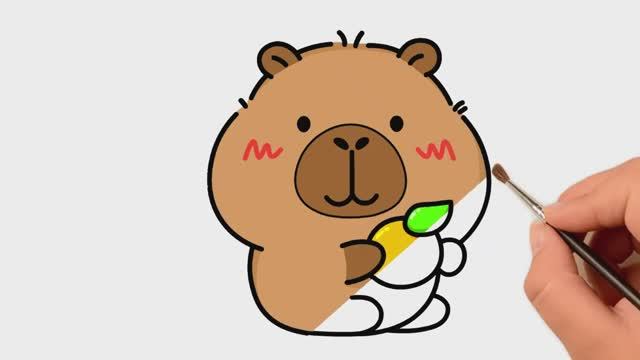 Как нарисовать милую капибару апельсином легко