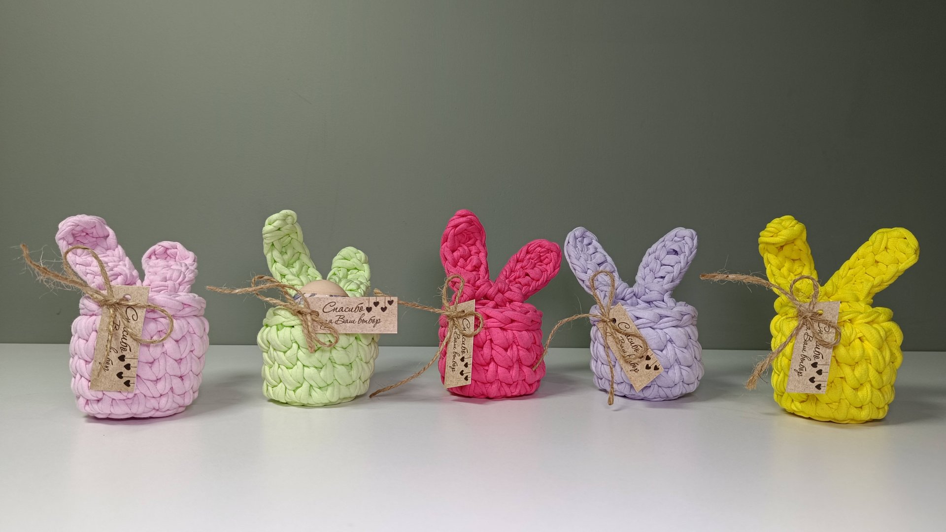 Мини корзинки из трикотажной пряжи с ушками 🩷 Пасхальные корзинки