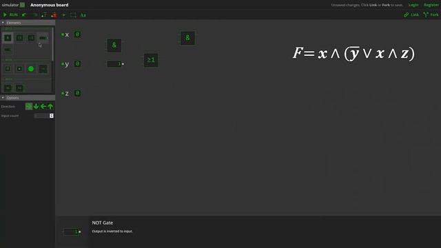Simulator.io: моделирование логического выражения