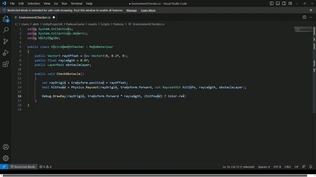 Динамическая система паркура Unity 3d Часть 16 (Скрипт определения препятствий) в Unity