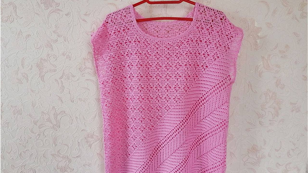 Обзор готовой работы//Розовый топ или кофточка готова