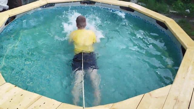 Бюджетный вариант противотока для небольшого каркасного бассейна. Плывём на месте.